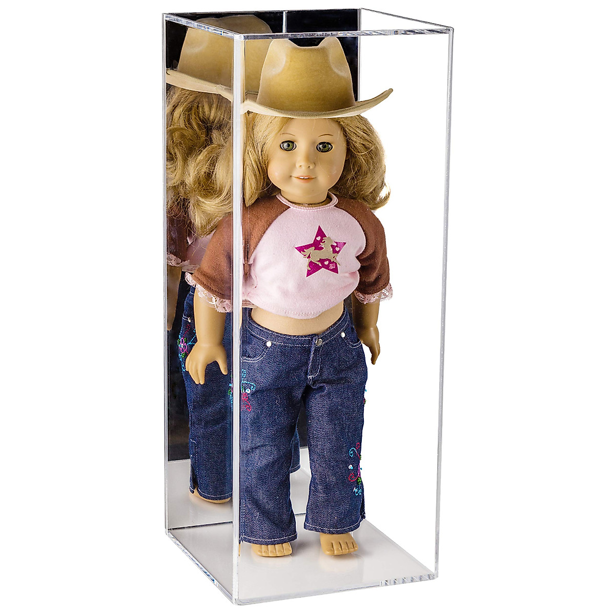 Better Display Cases Clear Acrylic Table Top Figurine Display Case with Mirror for Doll Bobblehead Action Figure or Collectible Toy Figure (A085-MB)