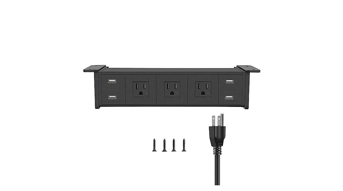 Under Desk Power Strip with USB Ports & Long Extension Cord