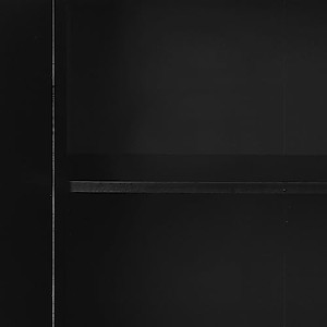 wirrytor Rattan Sideboard Buffer Cabinet, Modern Credenza Kitchen Buffer Storage Cabinet Console Table with 4 Rattan Doors Adjustable Shelves for Kitchen Dinging Living Room Hallway Entryway, Black