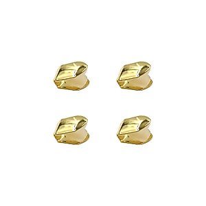 YAFIYGI 4 Pieces Gold Plated Gold Tooth Cap- Hip Hop Teeth Accessories - Plain Single Tooth Cap for Teeth Mouth - Realistic Fake Teeth Grills for Party - Open Face Front Tooth Caps