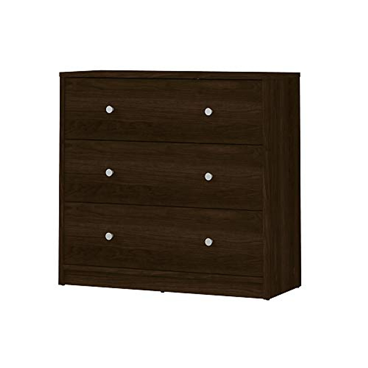 Tvilum, Bedroom Furniture, Silver Handles, Modern and Elegant Design 3 Drawer Chest, Brown