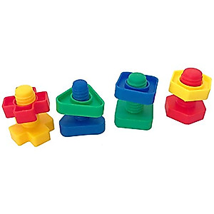 Bonka Bird Toys 1535 4 Huge Nuts Bolts Bird Toy Parts Parrots Macaws Cockatoo Plastic Gym Foot Talon Beak Aviary Amazon African Grey Conures Pet Play Parrot