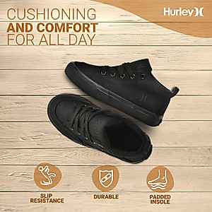 Hurley Roddy Kids High Top Skateboard Sneakers, Black Sports Shoes for Boys and Girls, Sneakers for Toddlers and Children