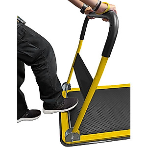 Upgraded Foldable Push Cart Dolly | 330 lbs. Capacity Moving Platform Hand Truck | Heavy Duty Space Saving Collapsible | Swivel Push Handle Flat Bed Wagon - Yellow