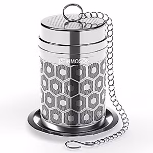 Reinmoson Tea Strainers for Loose Tea, Extra Fine Mesh Tea Infuser for Loose Leaf Tea, 304 Stainless Steel & Updated Slim Threaded Lid, Loose Leaf Tea Steeper for Black Tea, Rooibos, etc