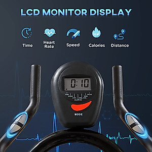 Soozier Exercise Bike, Stationary Bike for Home, Indoor Cycling Bike, Adjustable Workout Bike with Comfortable Seat Cushion and LCD Monitor