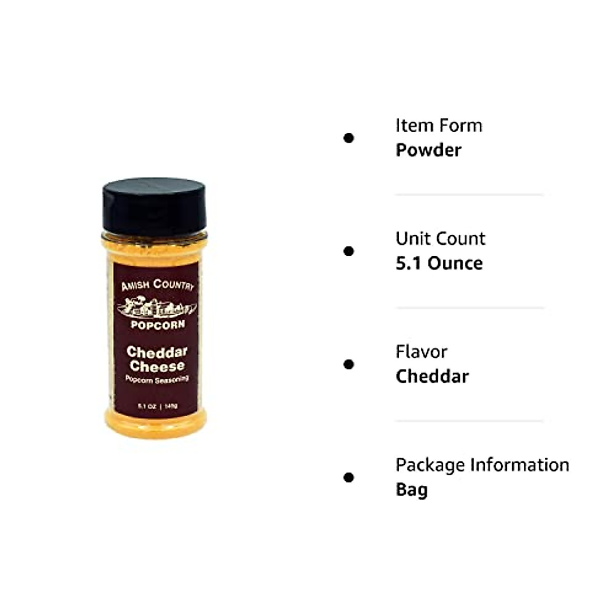 Amish Country Popcorn | Cheddar Cheese Popcorn Seasoning - 5.1 oz | Old Fashioned, Non-GMO and Gluten Free