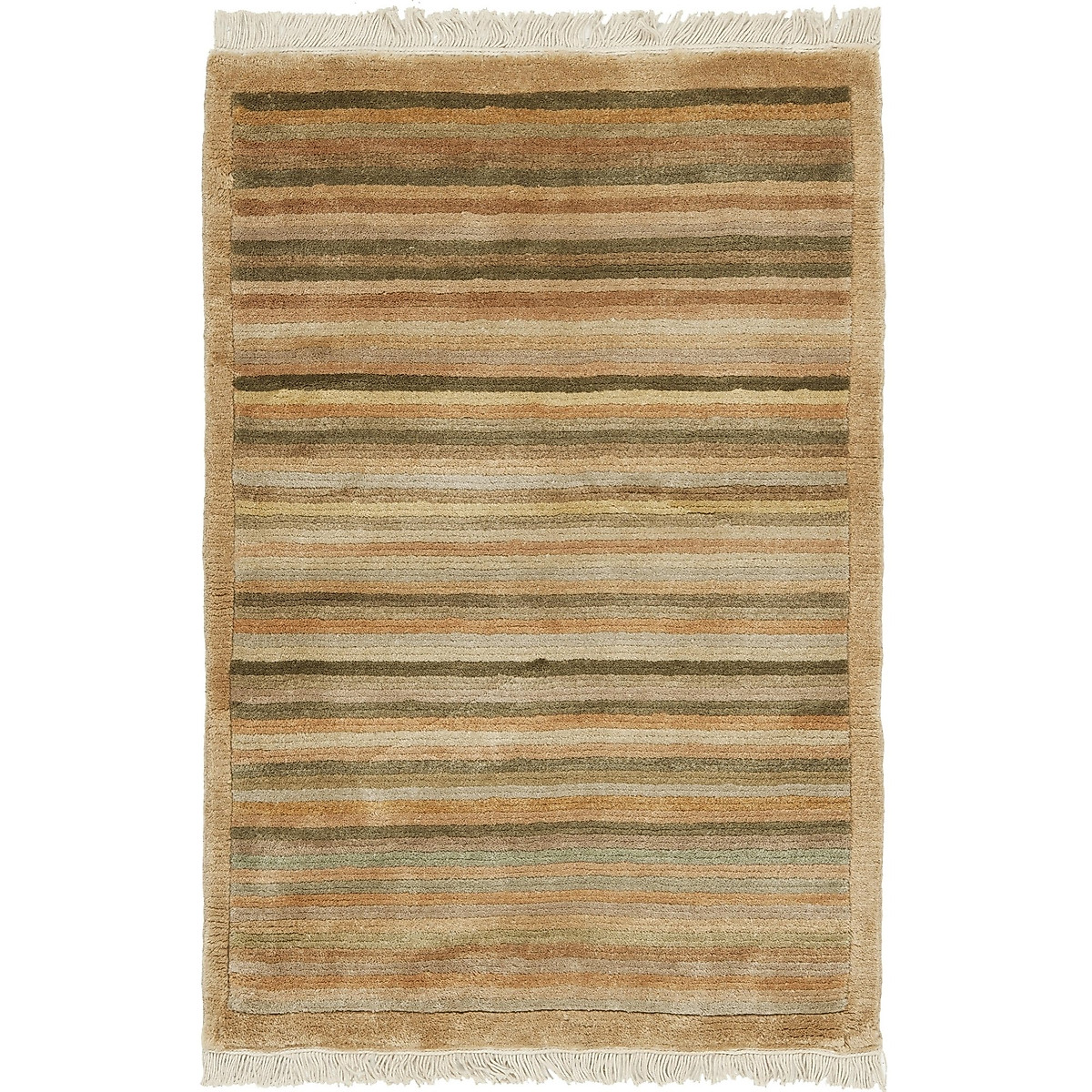 SAFAVIEH Tibetan Collection 2' x 3' Apricot / Sage TB198A Hand-Knotted Modern Premium Wool Accent Rug