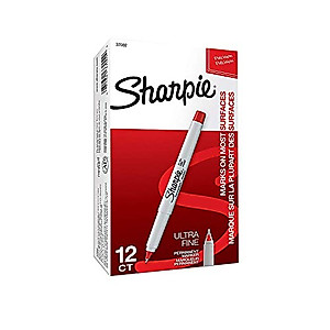 Sharpie 37002 Permanent Markers Ultra Fine Point Red Dozen