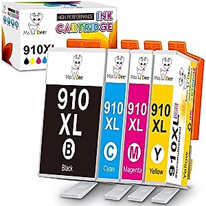 MS DEER Upgraded Compatible 910 XL Ink Cartridges Combo Pack Replacement for HP 910XL hp910 hp910xl for OfficeJet Pro 8020 8025 8022 8035 8028 8010 Printer (1 Black 1 Cyan 1 Magenta 1 Yellow) 4 Pack