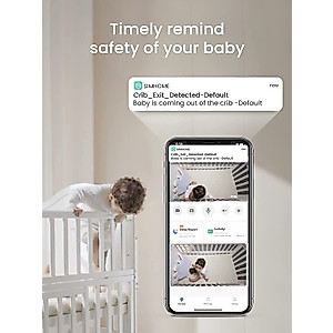 Simshine Smart Baby Monitor WiFi Smartphone AI Cry Soothing Lullaby, Sleep Breathing Analysis, 2K UHD Video Camera, 2-Way Talk, Night Vision, Virtual Fence