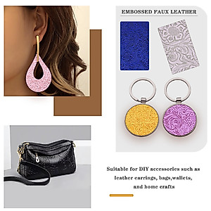 Solid Color Embossed Faux Leather Sheets 12 "x53" (30cm x 135cm) Embossed Texture Leather Fabric, Widely Used in Leather Earrings, Keychains, Sewing DIY Projects ﻿ (Pink)