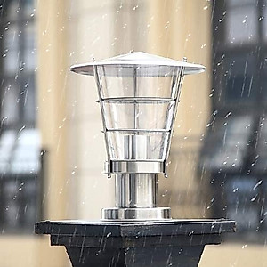 XMFXIAO Stainless Steel Silver Lawn Waterproof E27 Outdoor Acrylic Column Head lamp Modern Minimalist European Cylindrical lamp Garden Gate Street Park Home Villa Lighting Pillar lamp