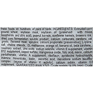 Hari Tropican Bird Food, Hagen Parrot Food with with Peanuts & Sunflower Seeds, Maintenance Sticks, Lifetime Formula, 8 lb Bag