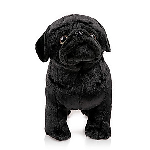 BONI 12.5 Inch Black Pug Stuffed Animal, Pug Plush Dog Stuffed Animals