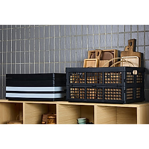 Aebeky 3-Pack Plastic Collapsible Storage Crates-30L,Foldable Plastic Crates for Storage (Black)