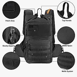 Tactical Hydration Pack Backpack, Military Molle Water Backpack for Hiking Running Cycling Climbing Hunting Fishing(No Water Bladder Included) (Black camo)