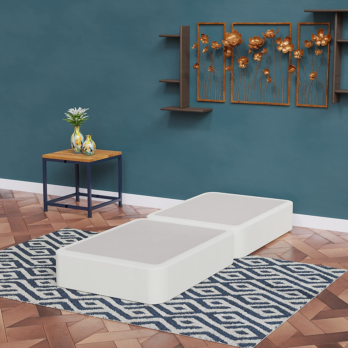 Continental Mattress 4" Split Wood Traditional Box Spring/Foundation for Mattress, Twin, White