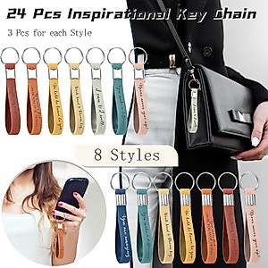 Fumete 24 Pcs Inspirational Keychains Gift for Women Motivational Quote Key Chains Rings Thank You Teacher Gifts (Bright Color)