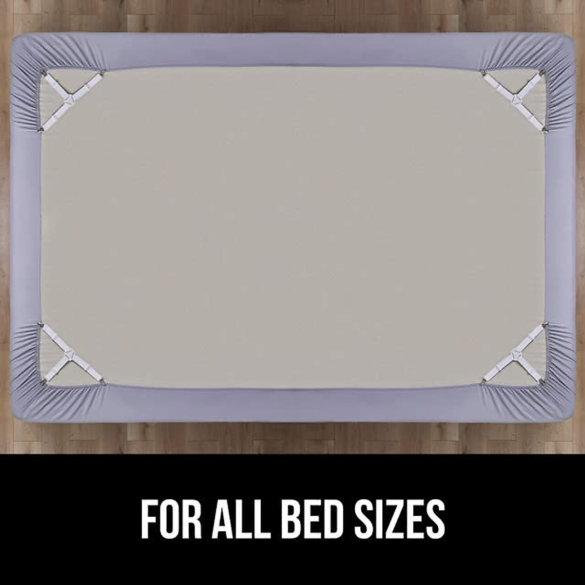 Gorilla Grip Drawer and Shelf Liner and Nonslip Bed Sheet Straps 4 Pack, Shelf Liner Size 17.5 in x 10 FT Aqua, Non Adhesive, Sheet Straps in White, Easy Install, 2 Item Bundle