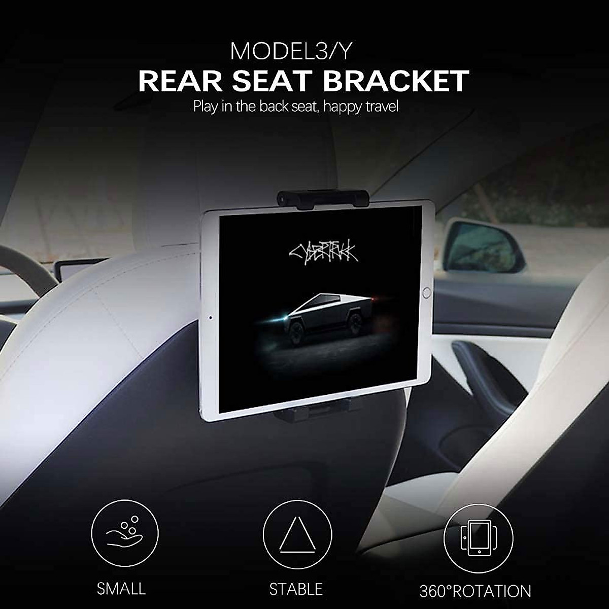 SPEEDPARK for Tesla Accessories Model 3/Y Car Headrest Mount，Angle Adjustable Headrest Mount，Universal Tablet Holder Phone for Car Backseat，for 6.3" to 10.5" iPad/Tablet/Smartphone/Nintendo Switch