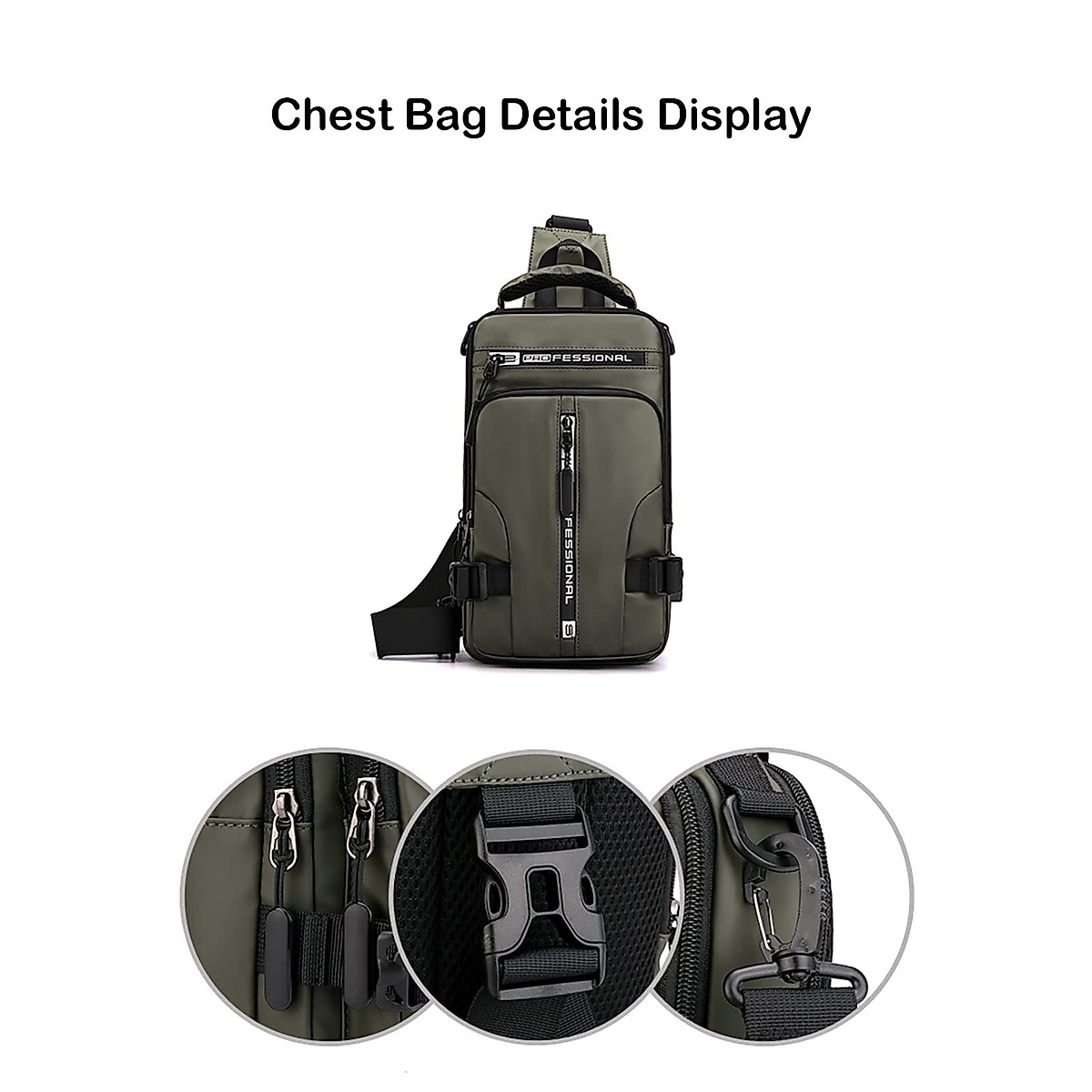 Yoanlayr Sling Backpack Crossbody Shoulder Chest Bag for Men Women Travel Hiking Daypack with USB Cable,Black