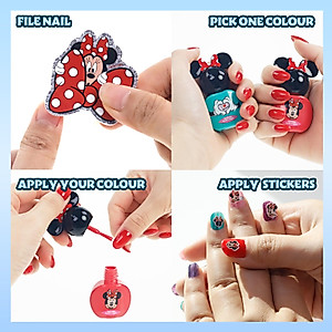 Townley Girl Disney Minnie Mouse Sparkly Cosmetic Makeup Set for Girls with Lip Balm Nail Polish Nail Stickers-35 Pcs|Perfect for Parties Sleepovers Makeovers|Birthday Gift for Girls above 3 Yrs, Kid