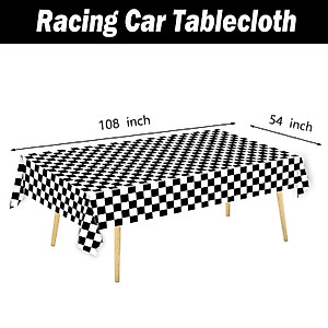 Oigco 3 Pack Black and White Checkered Tablecloths Race Car Theme Party Tablecloths for Motor Racing Birthday Party Decorations Racing Party Favours Supplies, 54" x 108"