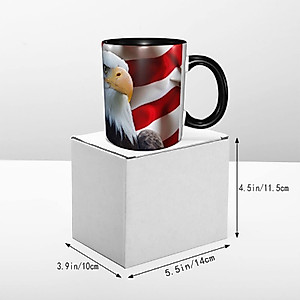 Yamegoun Eagle USA Flag Funny Coffee Mug 11oz - Ceramic Novelty Tea Cup Gifts for Office and Home Kitchen Microwave Safe