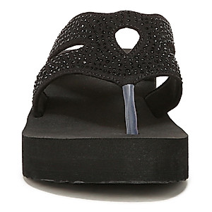 BZees Womens Rio Thong Sandal Black Rhinestone 10 M