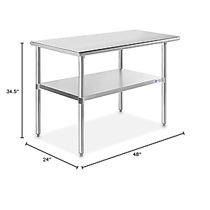 GRIDMANN Stainless Steel Work Table 48 x 24 Inches, NSF Commercial Kitchen Prep Table with Under Shelf for Restaurant and Home