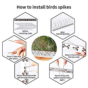 Recie Bird Spikes for Pigeons Small Birds, Premium Stainless Steel Bird Deterrent Spikes, Durable Flexible Anti Bird Spikes to Keep Birds Away Cover 10.8 Feet (10Pack - Unassembled)