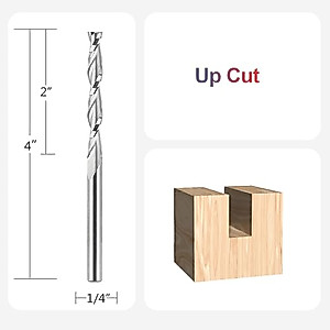 SpeTool Spiral Router Bits with UpCut 4 inch Extra Long1/4 inch Cutting Diameter 2 inch Cutting Length CNC Router Bit Carving Tool