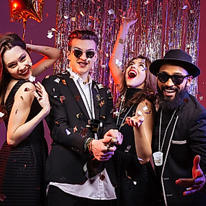 Sureio 24 Pack Shot Glass on Beaded Necklace Shot Glass Necklaces Plastic Shot Necklace Cups for Birthday Party Happy Wedding Festival Parade Favor (Black, White)