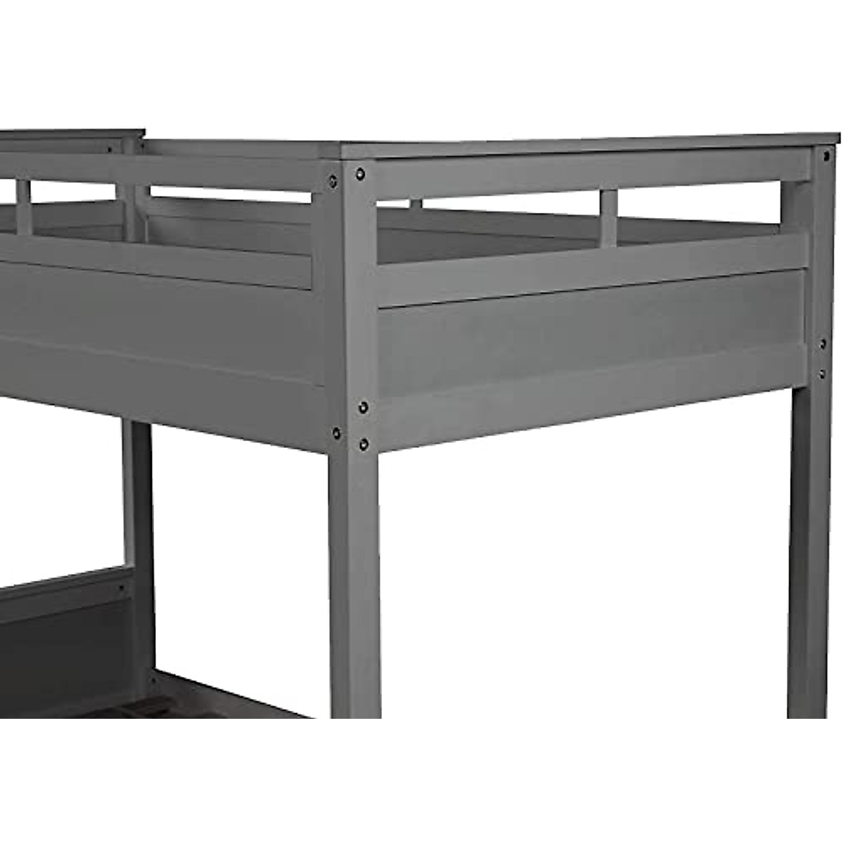 ATH-S Twin Over Twin Bunk Bed, Bunk Bed Frame with Storage Drawers, Wooden Twin bunk Bed with Safety Rail Ladder, Grey (Color : Grey with Trundle, Size : Full Over Full)