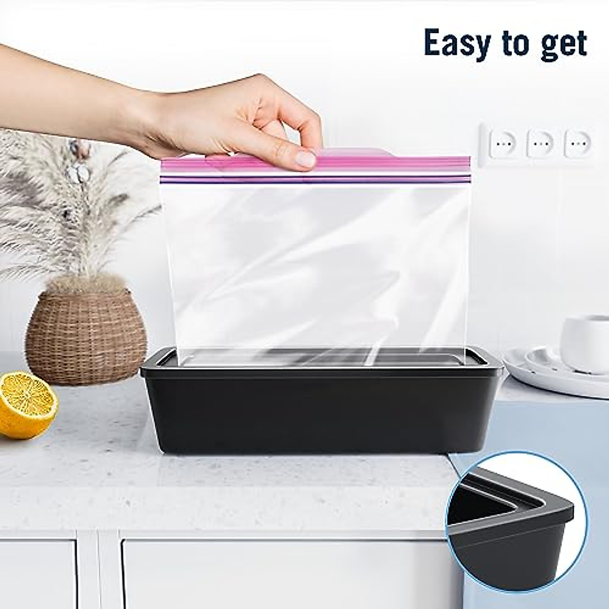 Freshmage Ziplock Bag Organizer Storage for Kitchen Drawer organizer, 5 in 1 Plastic Bag Holder Dispenser Can Be Assembled at Will, Compatible with All Brands and Sizes