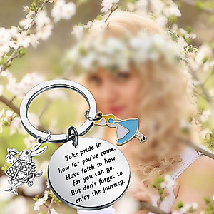 FUSTMW Alice Gifts Keychain Rabbit Alice Pendant Wonderland Inspired Gifts Cartoon Keepsake Keychain Friendship Gifts (silver)