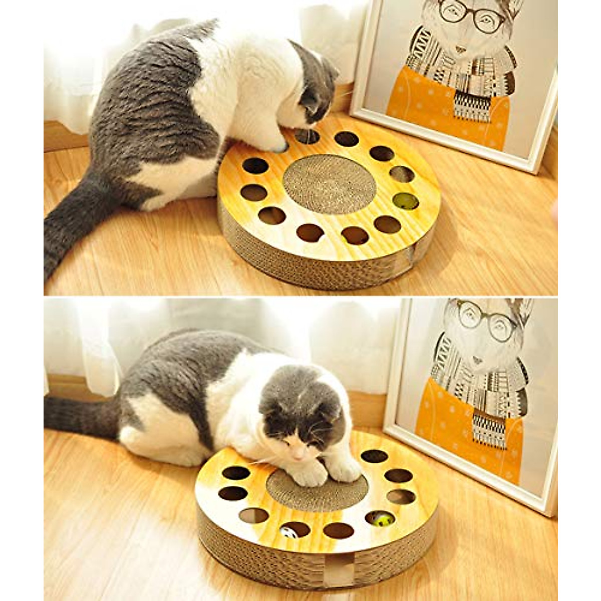 MIAOXSEN Cat Toy with Sturdy Scratching Pads and 2 Jingly Balls for All Ages of Cats