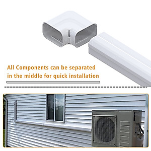 AC Parts 4'' 17 Ft Mini Split Line Set Cover, PVC Decorative Pipe Line Cover Kit for Ductless Mini Split Air Conditioner Accessories, Central AC and Heat Pump