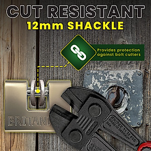 Britanium® BRP/74 [Armoured] Shipping Container Padlock - [Anti Drill Cylinder] - Heavy Duty Lock for Storage Unit, Motorbike, Shed & Garage Silver