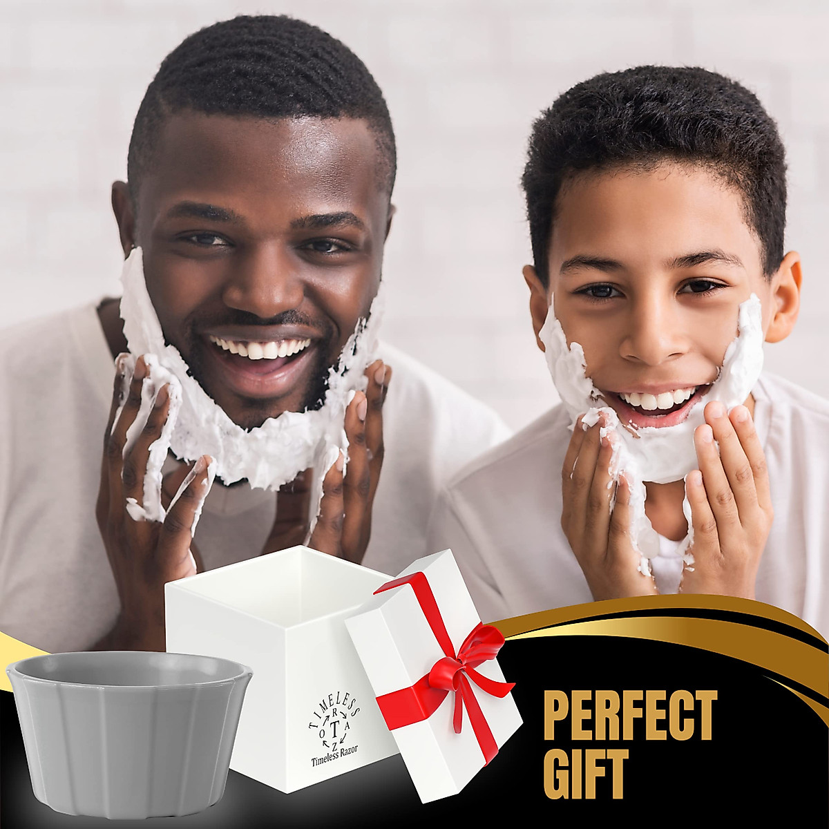 TIMELESS RAZOR Gray Shaving Bowl w/Ridges - Mixes Mens Shaving Cream & Shaving Soap - Durable & Holds Heat Longer - Whip a Quick, Rich & Thick Lather - USA Made
