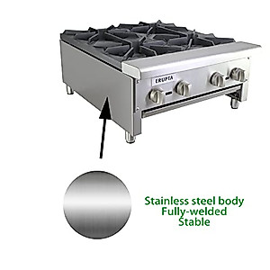 ERUPTA 24'' Commercial Hot Plate Natural/Propane Gas Cook Stove Range with 4 Burners BTU 112,000 Restaurant Equipment¡­