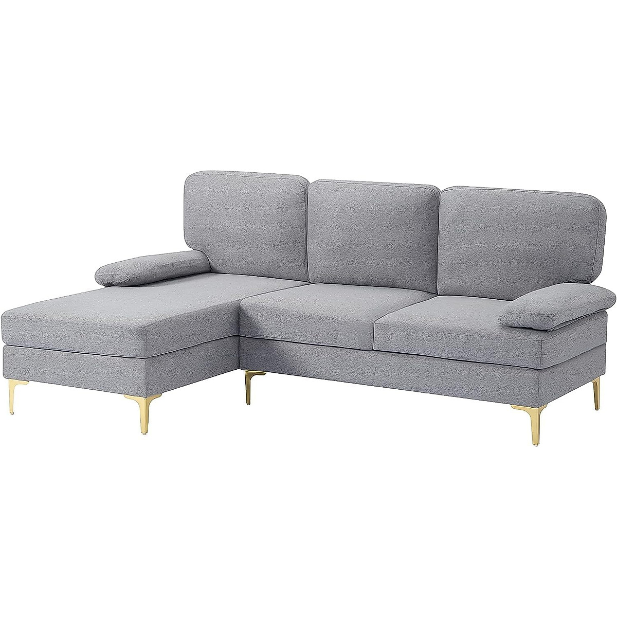 ATY 80" L Shape Sectional Sofa with Chaise, Modern 3-Seater Corner Couch for Small Space, Easy Assemble, Light Gray