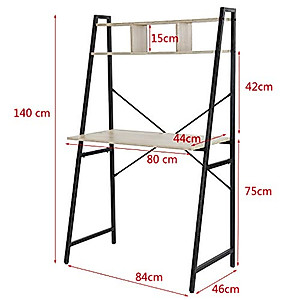 Desktop Computer Desk, Home Office Decor Ladder Desk Study Writing Table Computer Gaming Table Bedroom Laptop Table, Student Study Reading Writing Desk PC Laptop Table for Living Room (Khaki)