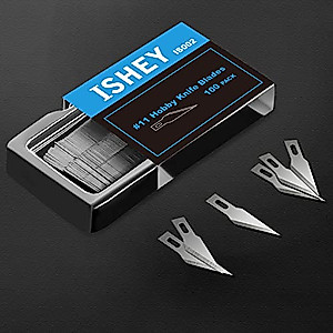 ISHEY 100-Piece Utility Knife Blades, Utility Knife Replacement Blades, Perfect for Scrapbooking, Cutting Fabric, Stencils, Wood Carving, Model Projects (100)