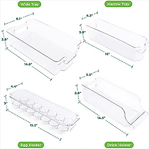 Greenco Refrigerator Organizer Bins, Fridge Organizer, Organizers and Storage Clear Bins with Durable Handles, Kitchen Organization, Shatterproof - Set of 6