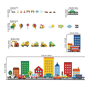 decalmile Transportation Road Wall Decals City Construction Cars Vehicles Trucks Wall Stickers Nursery Kids Bedroom Playroom Wall Decor
