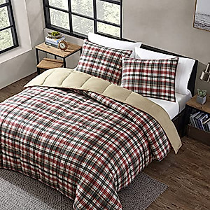 Eddie Bauer - King Comforter Set, Reversible Plaid Alt Down Bedding with Matching Shams, Home Decor for Colder Months (Astoria Red, King)