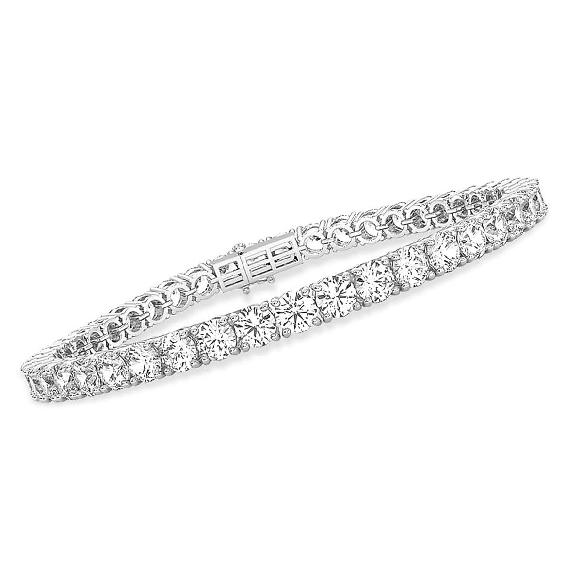 Diamond2Deal 14k White Gold Round Cut Lab Grown Diamond Tennis Bracelet Gift for Women (1 ct, Color-D, Clarity- VS)