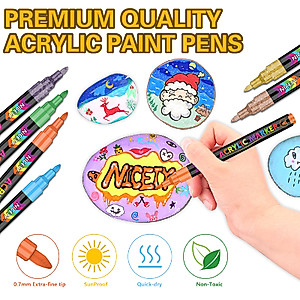 NICETY 72 Colors Acrylic Paint Pens Paint Markers, Extra Fine Tip Point Acrylic Paint Pens for Rock Painting, Canvas, Wood, Ceramic, Glass, Stone, Fabric, DIY Crafts & Art Supplies